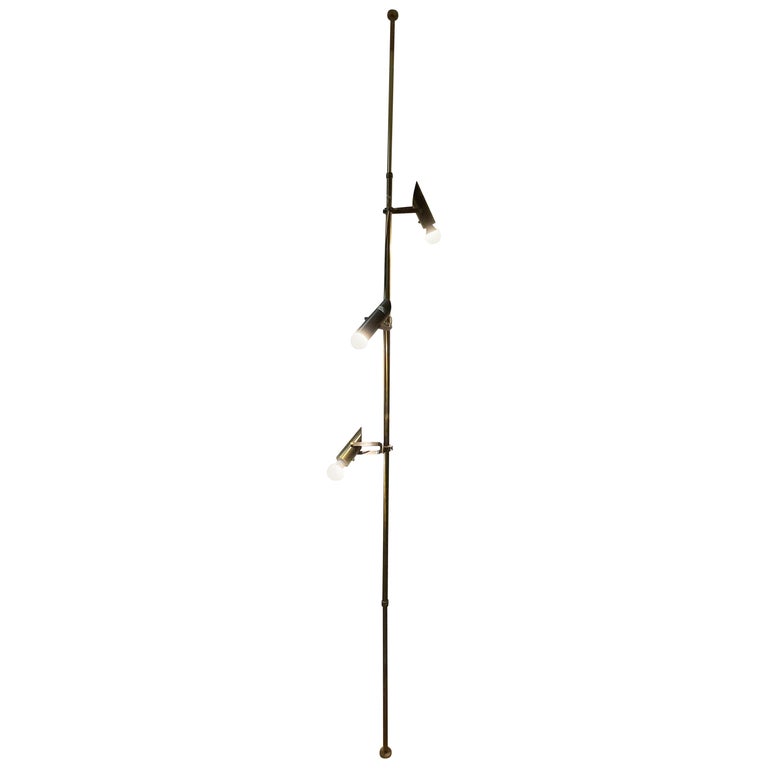 Brass Floor-to-Ceiling Lamp from the 1960s For Sale at 1stDibs