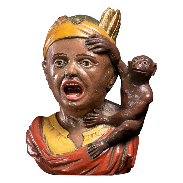 Rare dutch "Gaper" statue with monkey on his shoulder. For Sale at 1stDibs