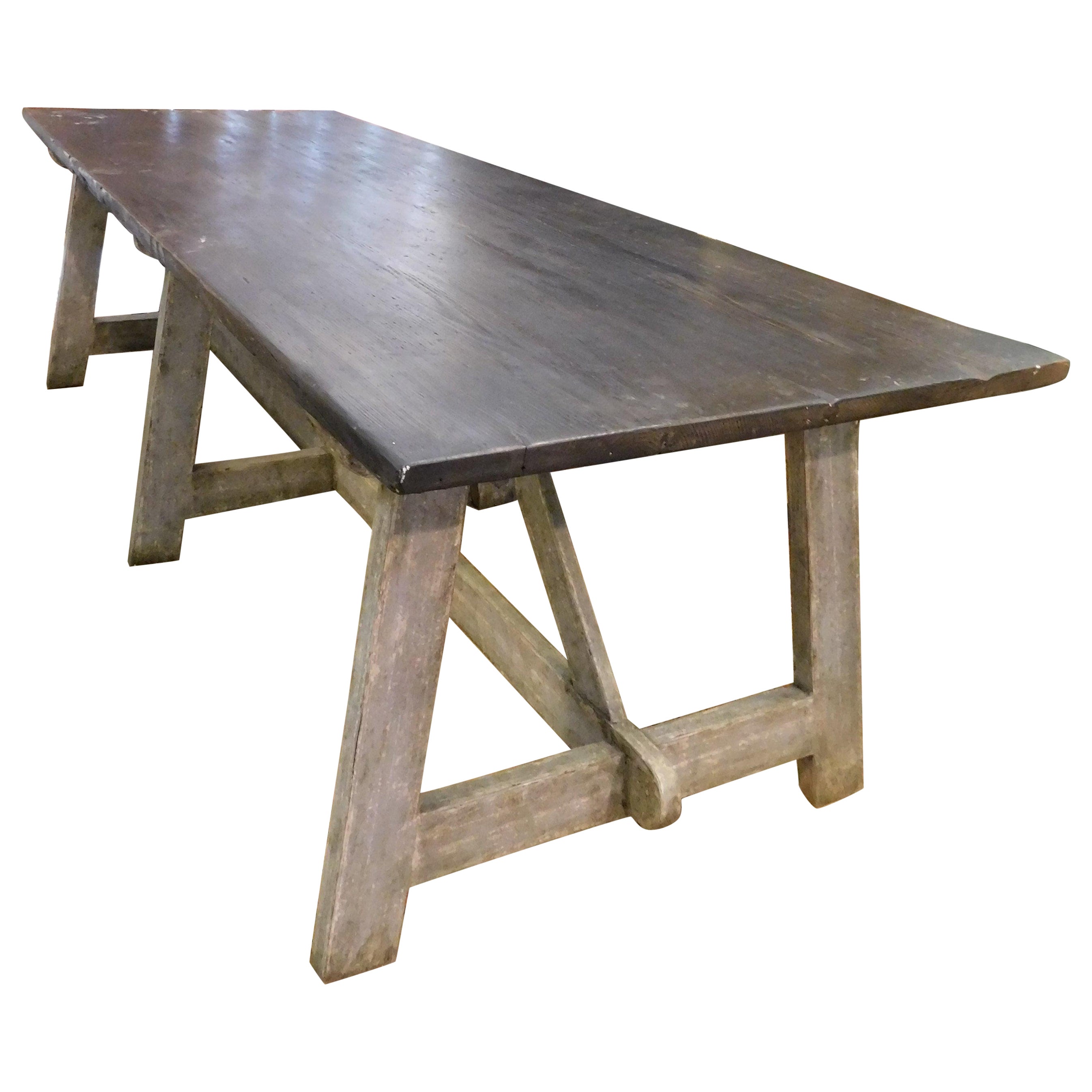 Antique Counter Top Table in Lacquered Gilded Wood, Faux Green Marble ...