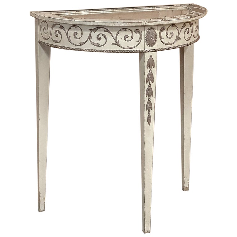 Antique Italian Neoclassical Painted Demilune Display Console For Sale ...