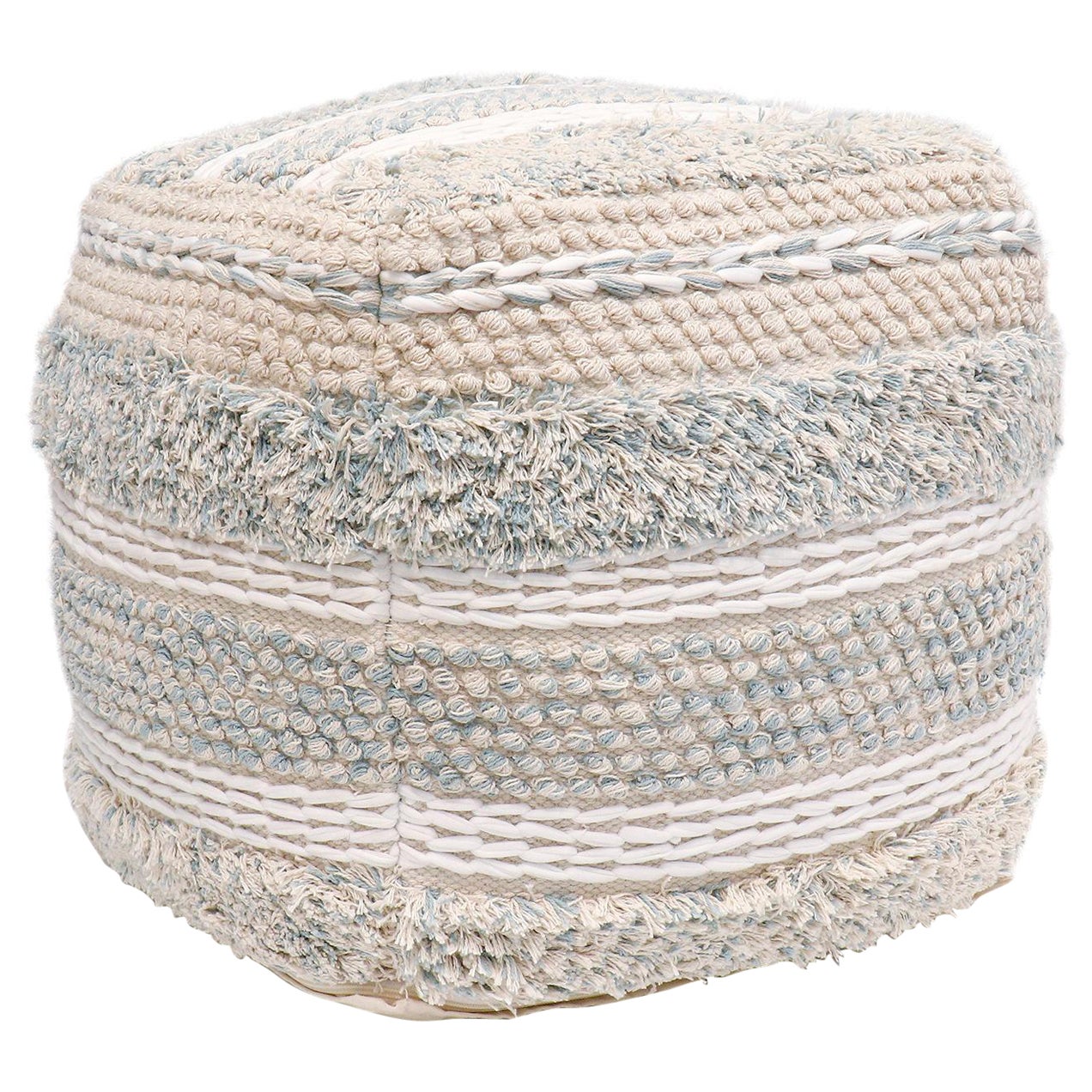 Pasargad Home Grandcanyon 100% Cotton Jacquard Pouf, Navy For Sale at ...