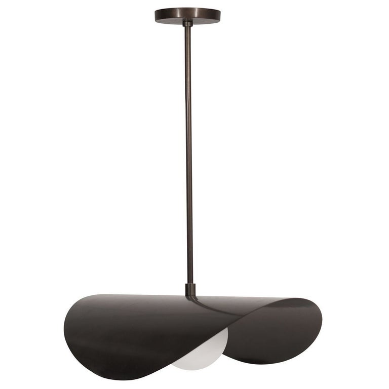 Montera Biomorphic Pendant Light in ORB and Blown Glass For Sale at 1stDibs