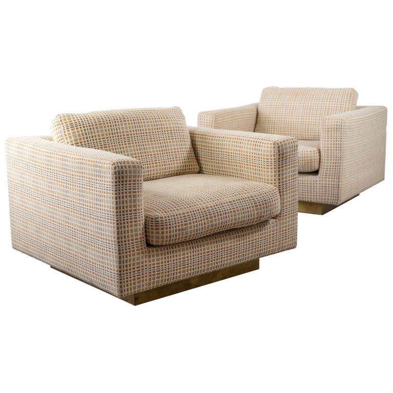 Dunbar Club Chairs with Original Jack Lenor Larsen Upholstery For Sale ...