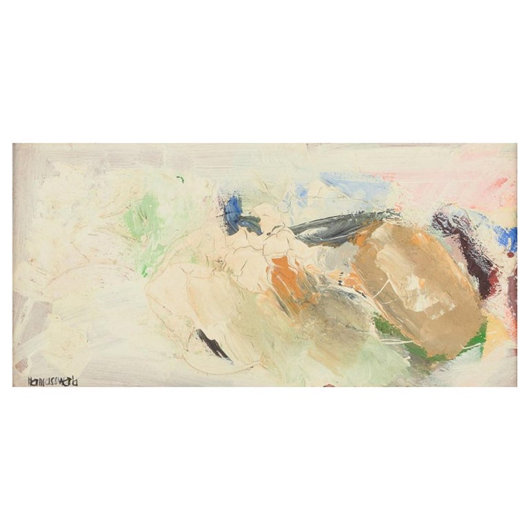 Hans Osswald, Listed Swedish Artist, Abstract Composition, Oil on Board ...