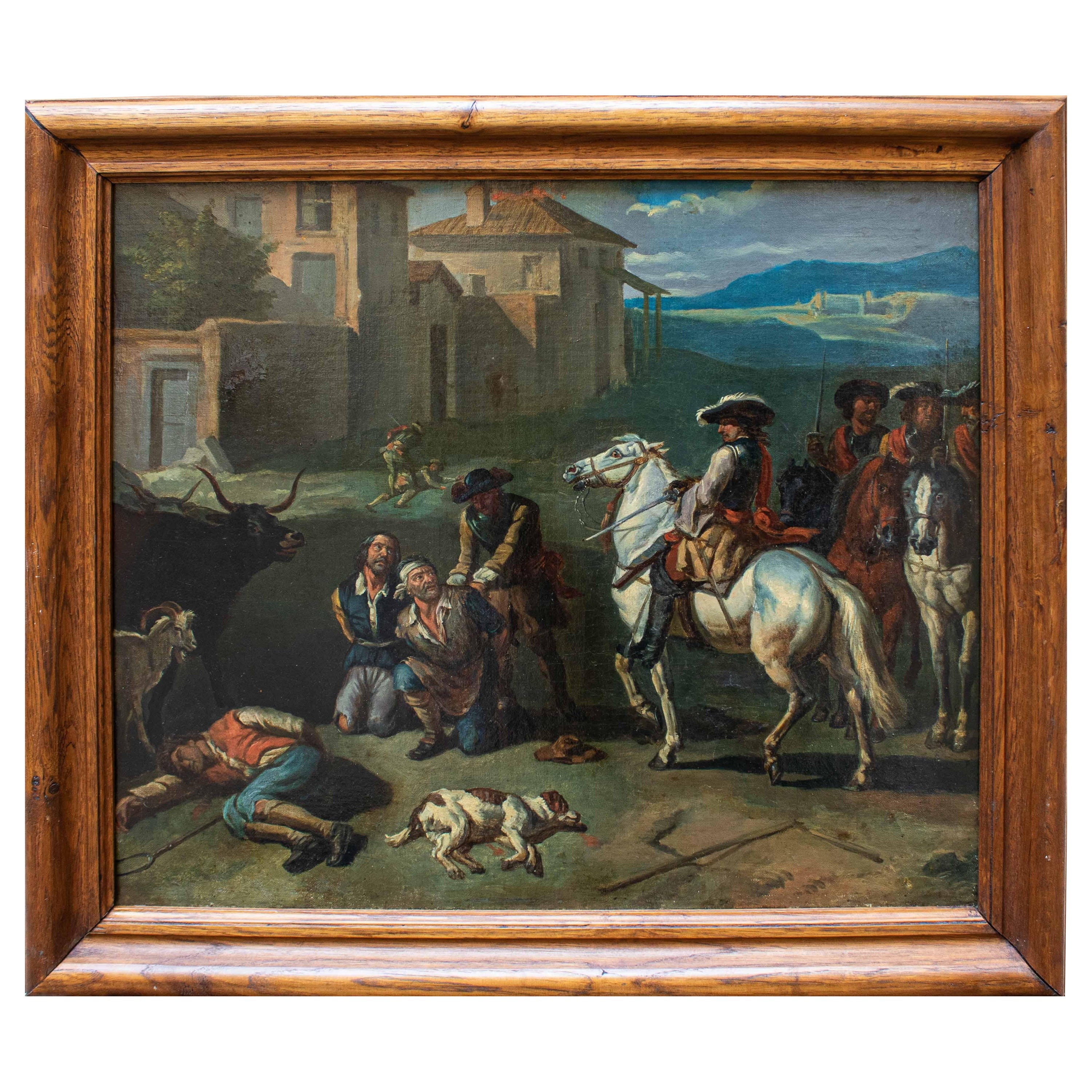 17th Century Bandity Scene Painting Oil on Canvas by Giovanni Reder For ...