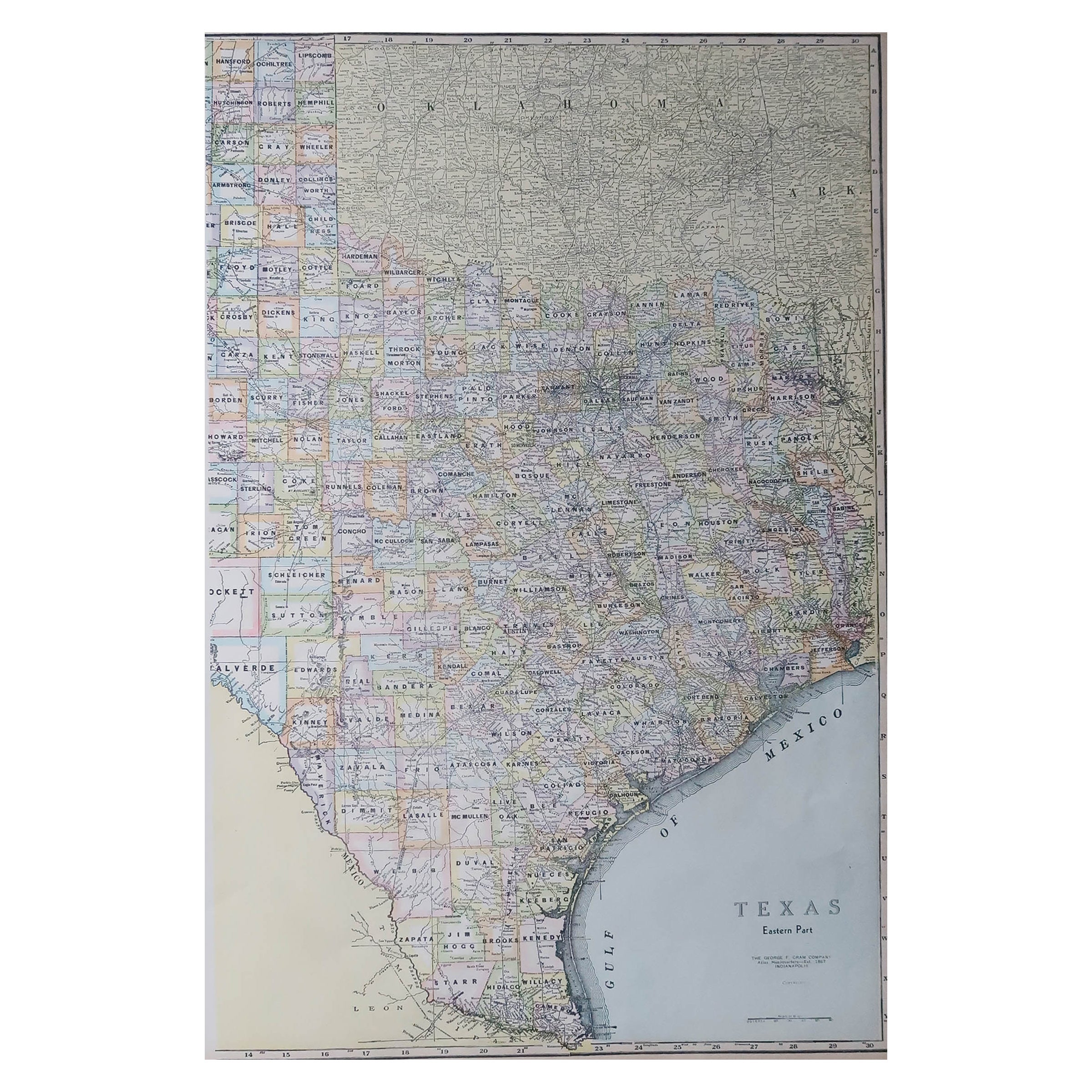 Original Antique Map of Ohio, circa 1890 at 1stDibs