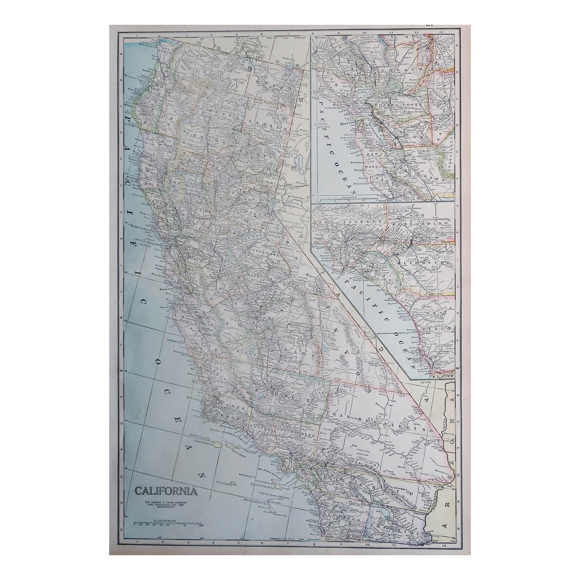 Large Original Antique Map of Idaho, USA, C.1900 at 1stDibs