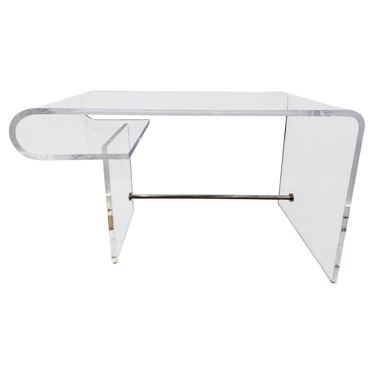 Chic Vintage Curved Lucite Desk For Sale at 1stDibs
