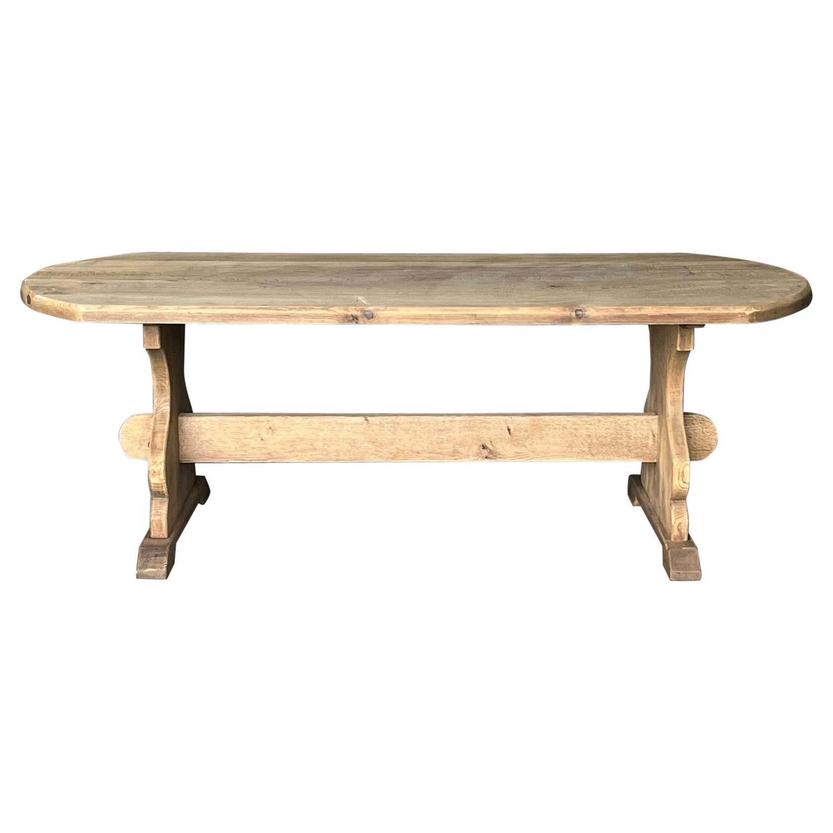 Large Bleached Oak Farmhouse Table at 1stDibs