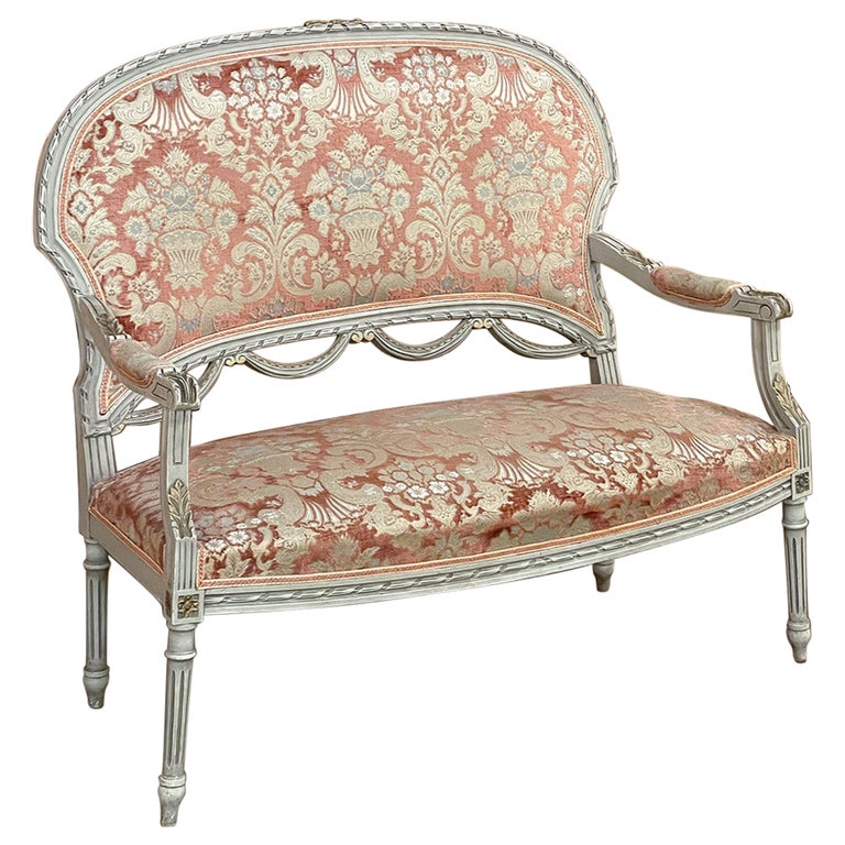 Antique French Louis XVI Painted Canape ~ Settee For Sale at 1stDibs