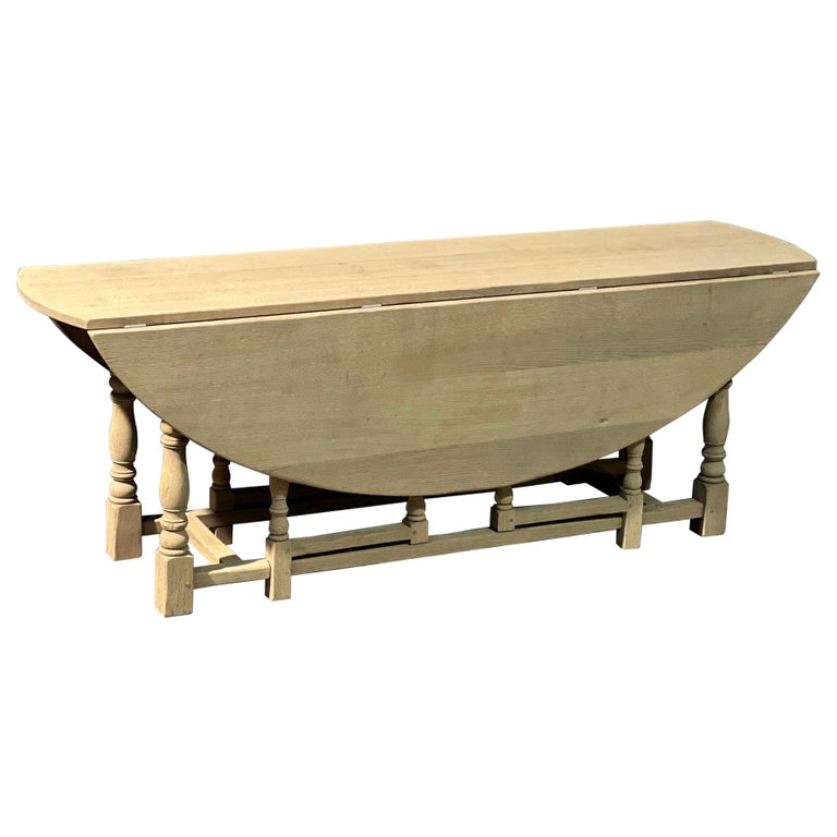 Large Bleached Oak Gate Leg Dining Table For Sale at 1stDibs
