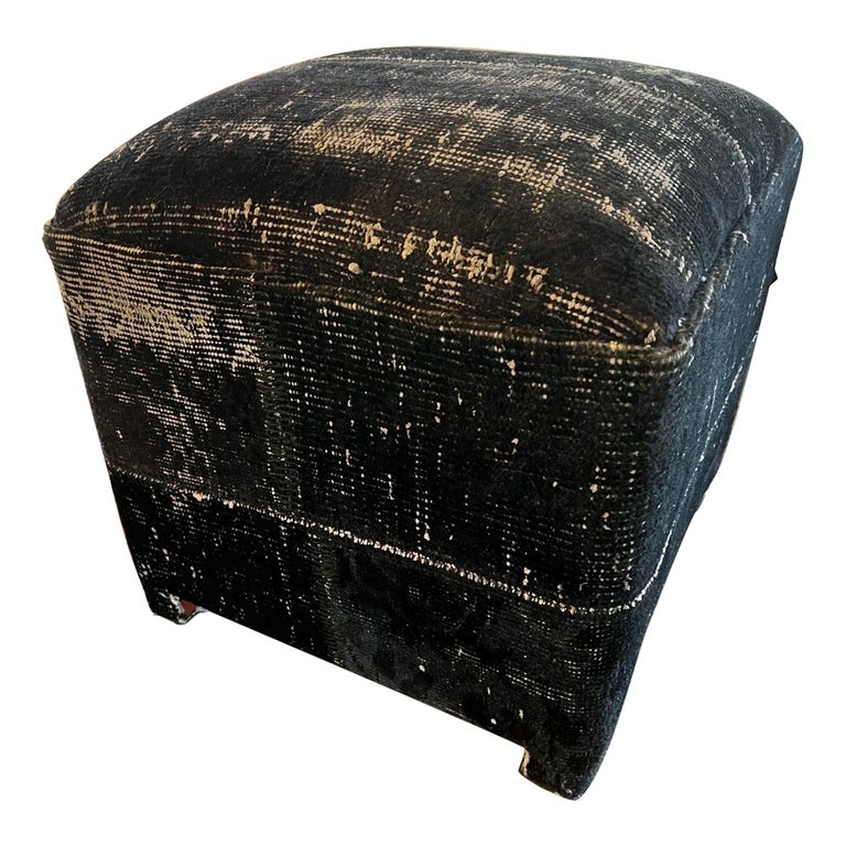 Antique Turkish Textile (black) Ottoman/Footstool/Pouf For Sale at 1stDibs