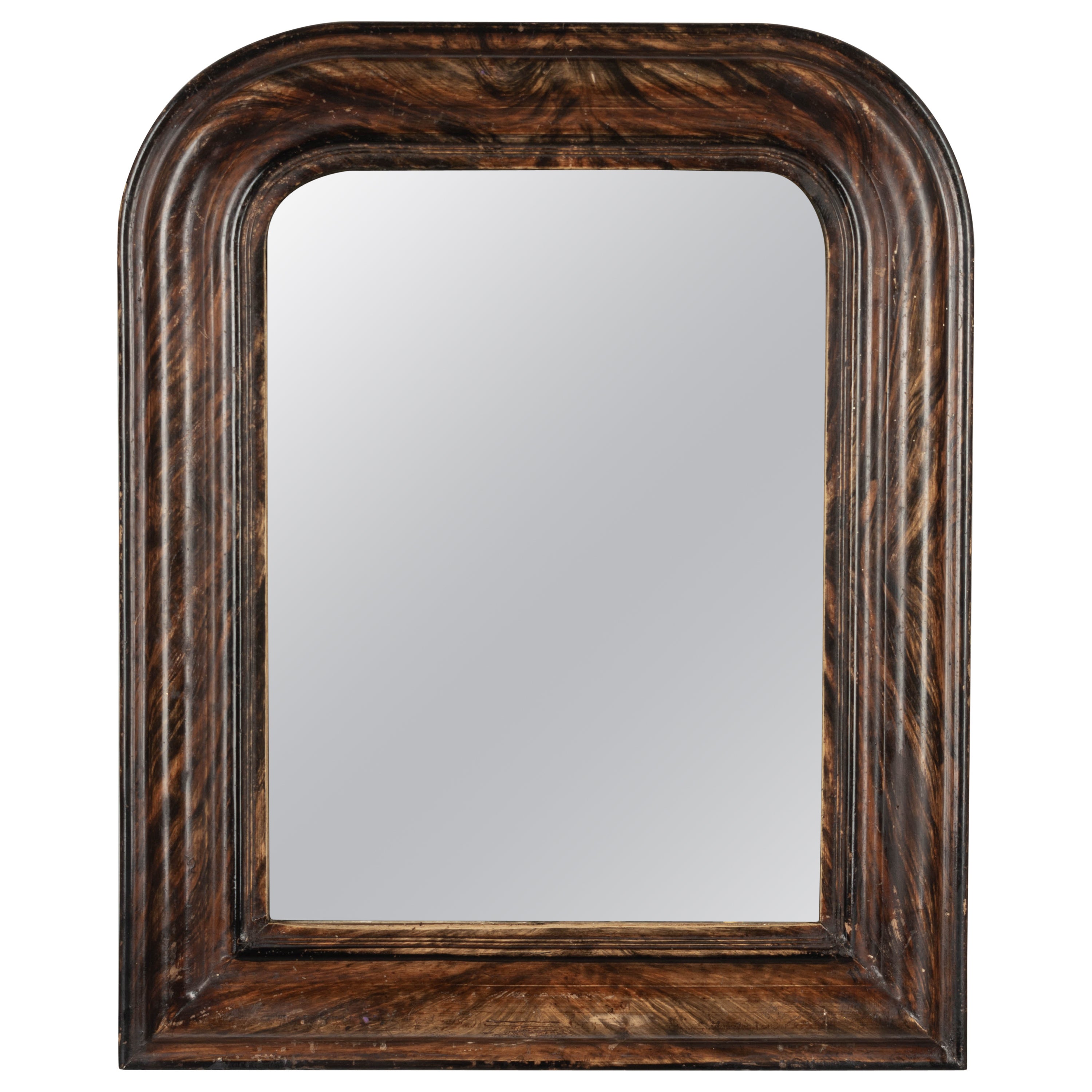 French 1900s Louis-Philippe Inspired Mirror with Tortoise Style Painted ...