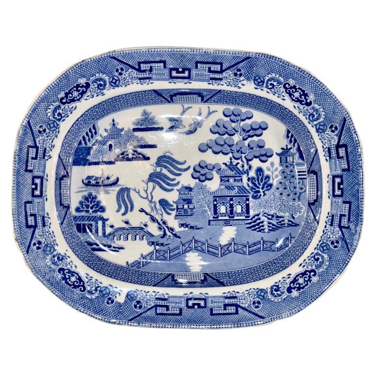 19th Century Blue Willow Platter For Sale at 1stDibs
