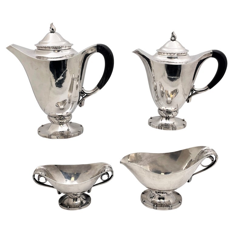 Georg Jensen Sterling Silver Rare 4-Piece Tea and Coffee Set in Pattern ...