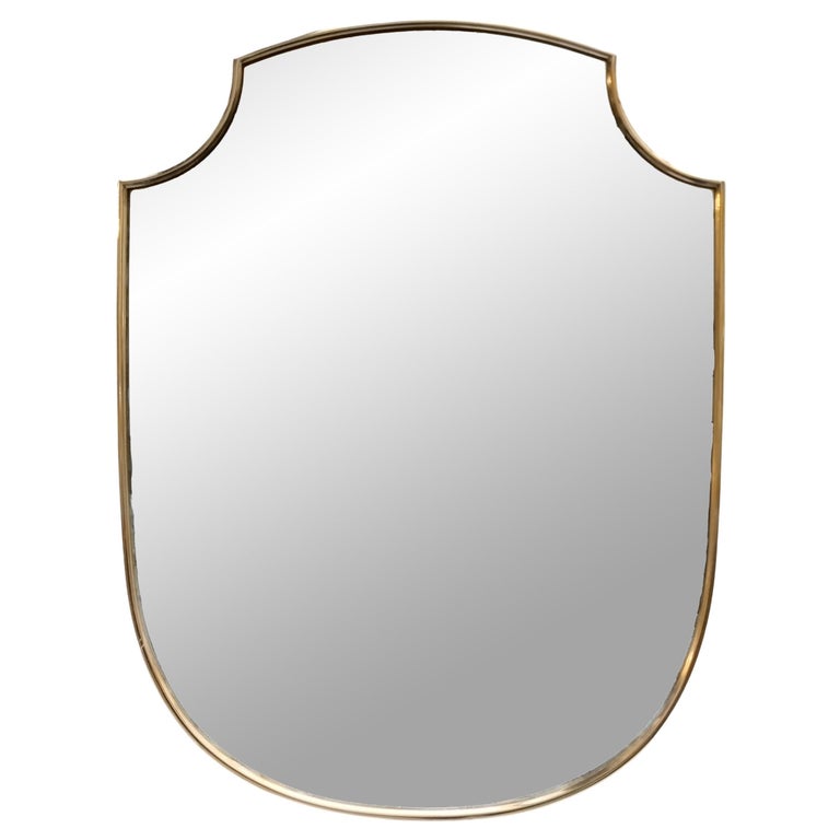Brass Wall Shield Mirror, Italy, 1950s For Sale at 1stDibs