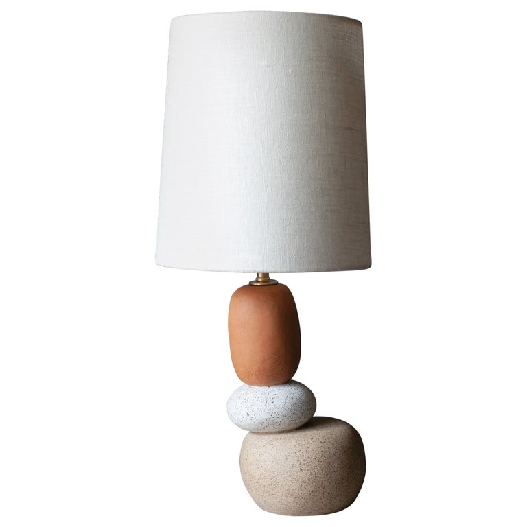 Mini Lorimer - Contemporary Handmade Ceramic Table Lamp, woven shade ...