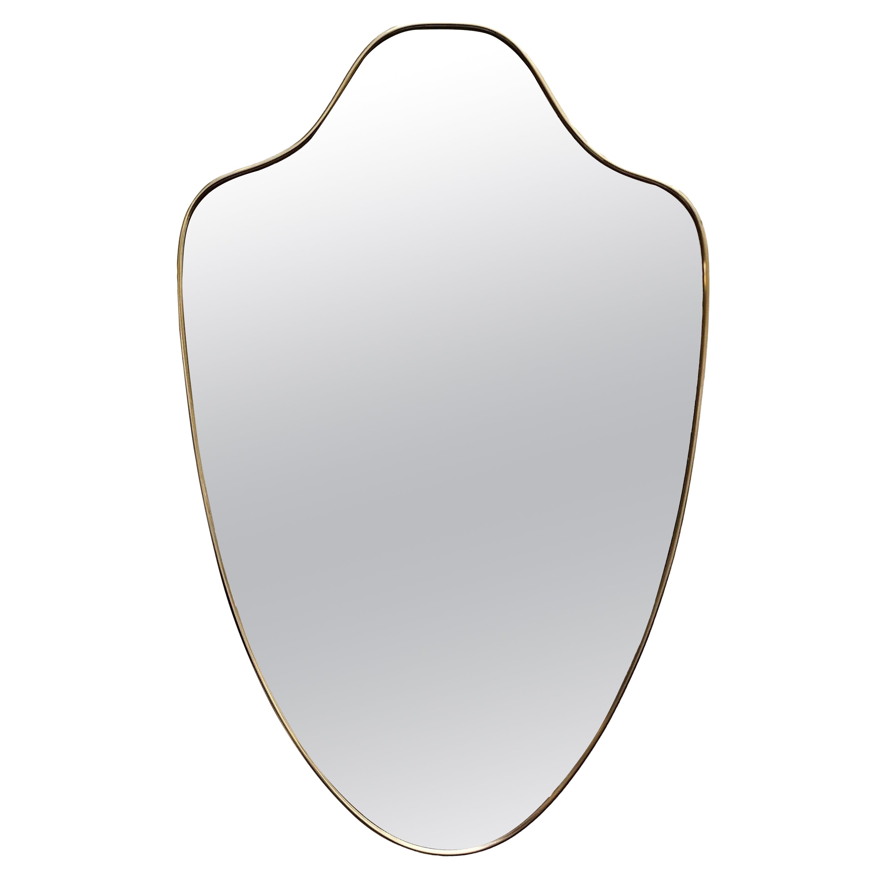 Brass Wall Shield Mirror, Italy, 1950s For Sale at 1stDibs