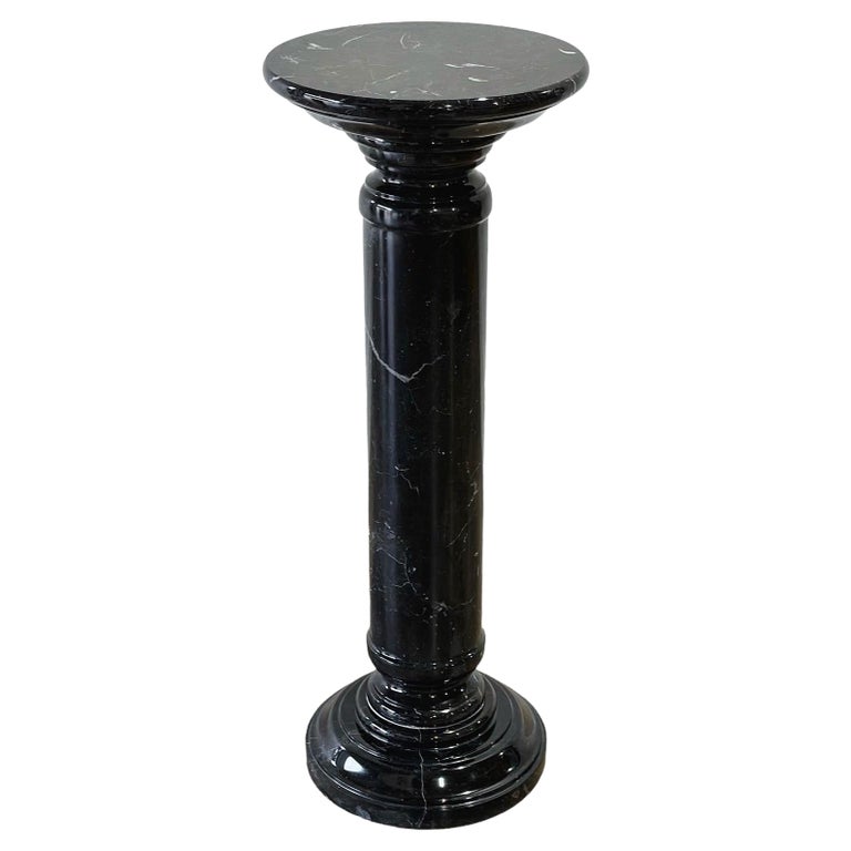 Vintage Black Marble Pedestal, Nero Marquina, Organic Neo-Classical ...