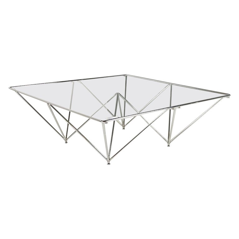 Italian Post-Modern Coffee Table in Steel and Tempered Glass, 2000s For ...