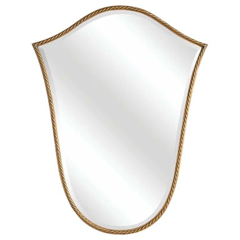 1950s, Italian Brass Shield Mirror For Sale at 1stDibs