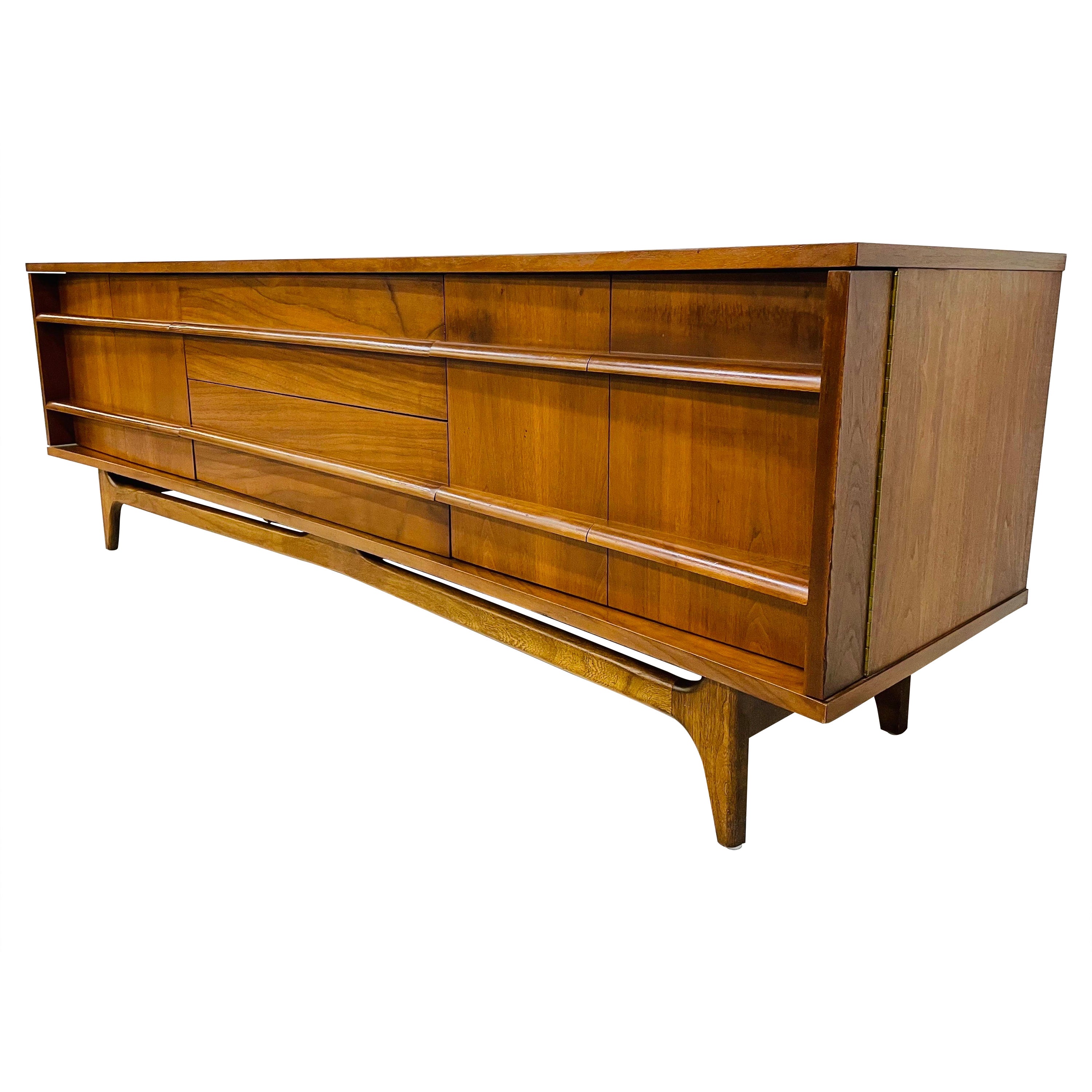 Mid-Century Young Manufacturing Curved Walnut Sideboard at 1stDibs