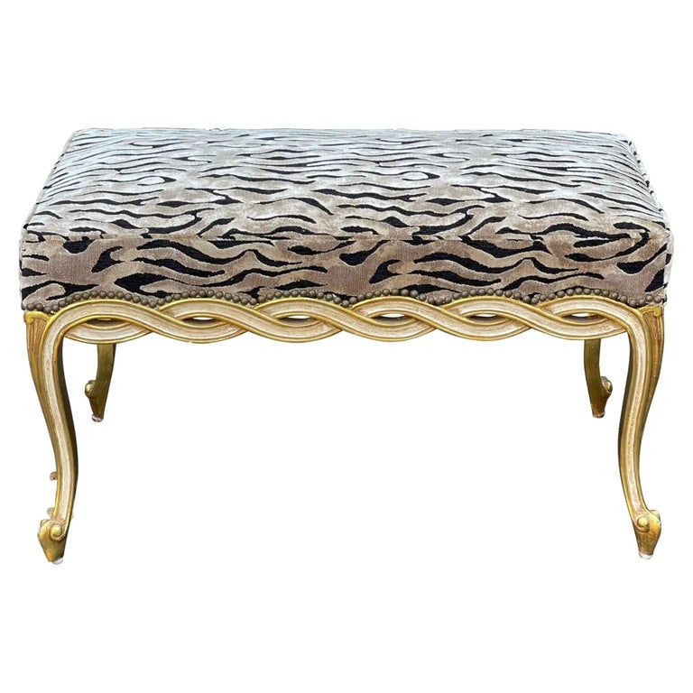 Regency Style Giltwood Ribbon Bench with Zebra Velvet by Randy Esada ...