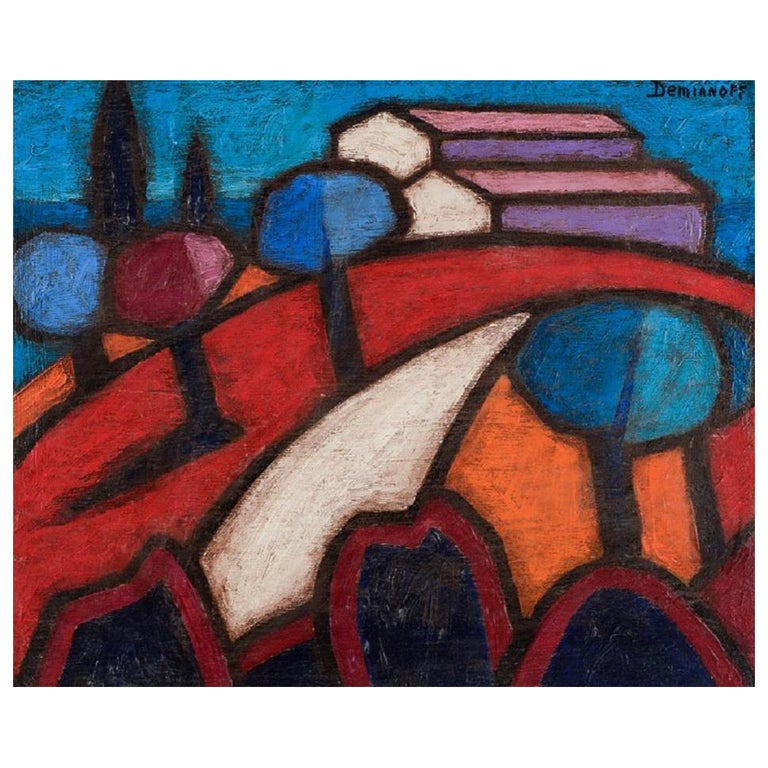 Pierre Demianoff, French Artist, Abstract Landscape, Oil on Canvas For ...
