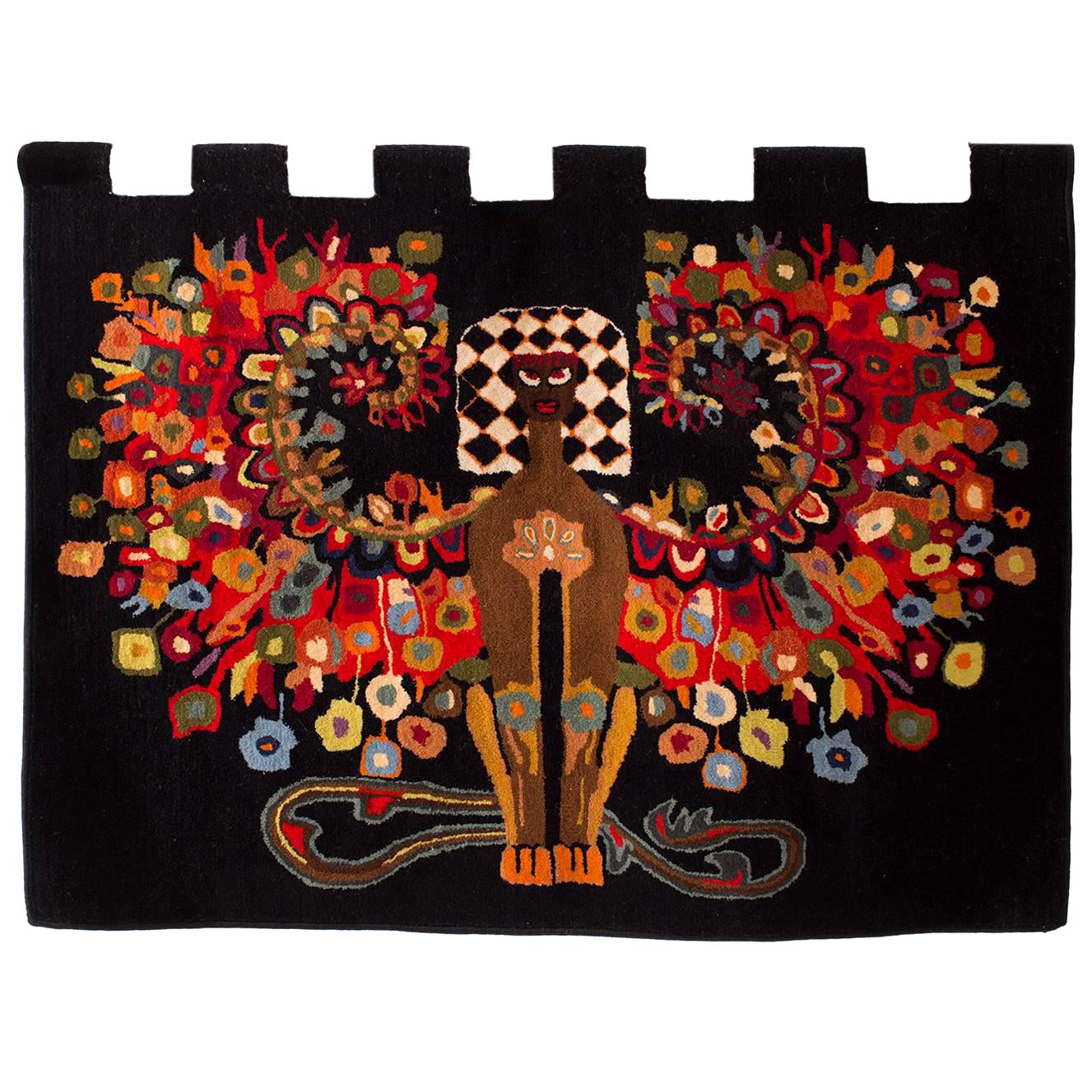 Winged Figure Wall Tapestry Weaving, 1950's For Sale at 1stDibs | hand ...