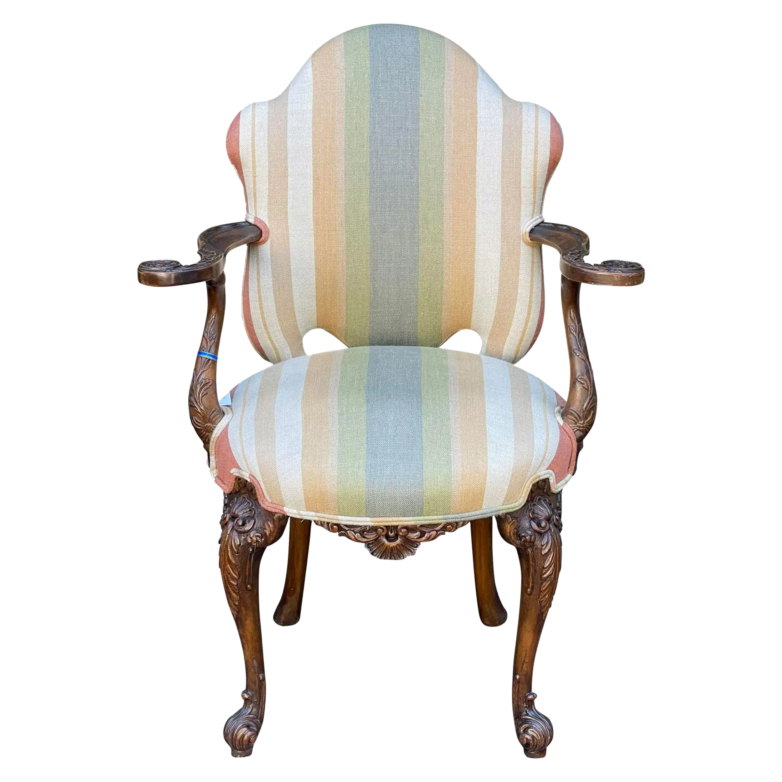 19th Century Pair of Sheraton Style Mahogany Antique Arm Chairs at ...