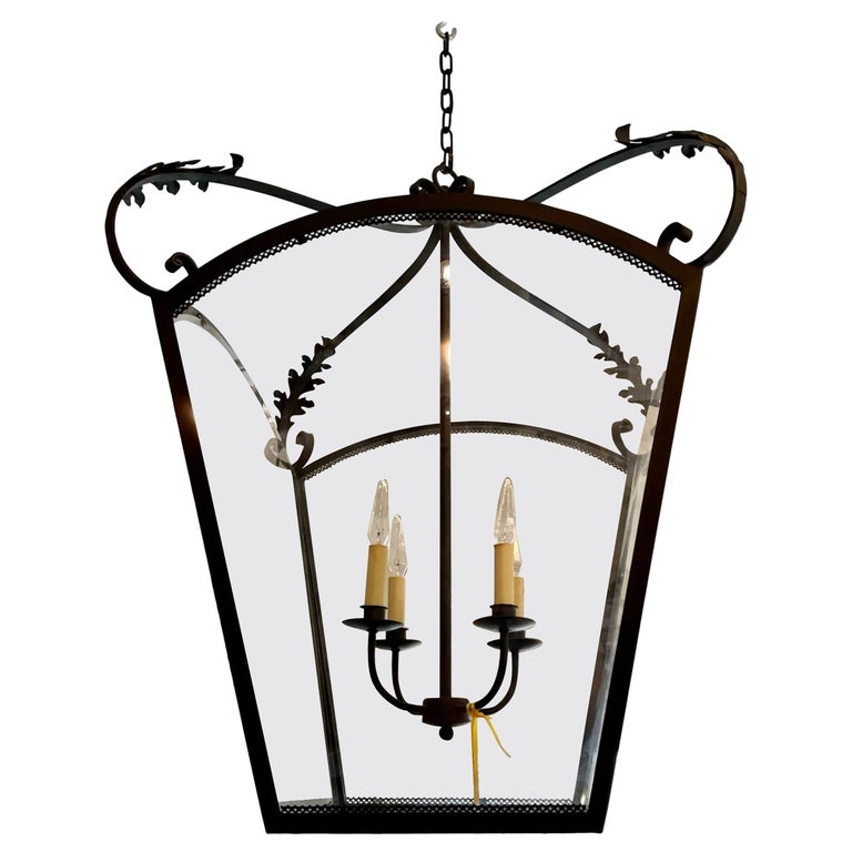 Monumental Spanish Colonial Wrought Iron Lantern Chandelier, 1990s For ...