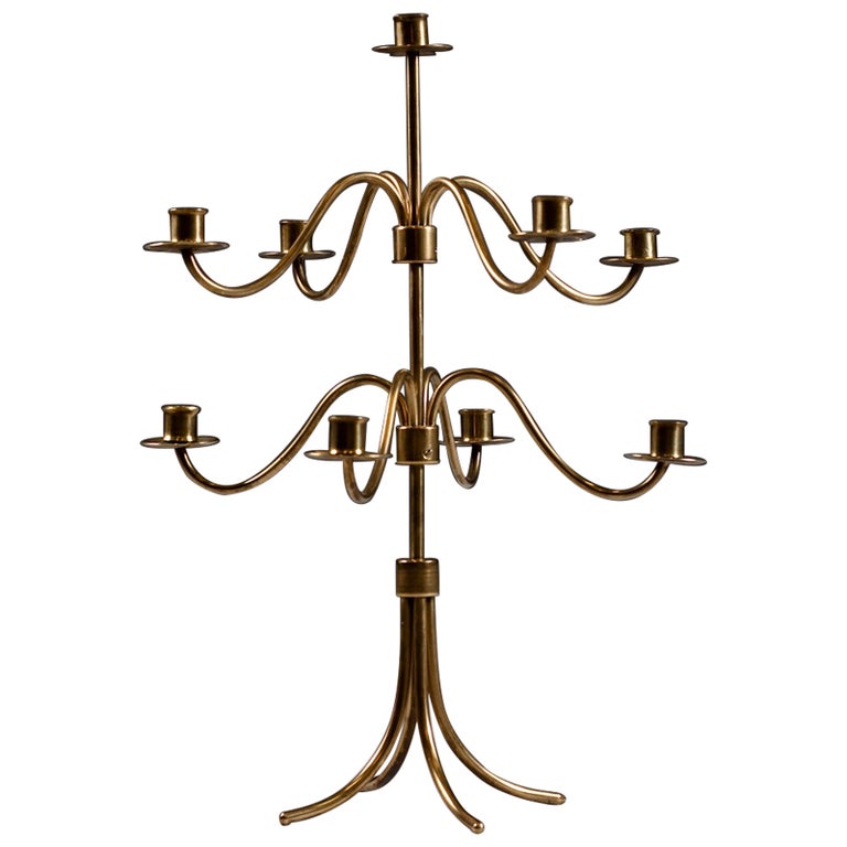 Josef Frank, candélabre en laiton moderne suédois du milieu du siècle ...