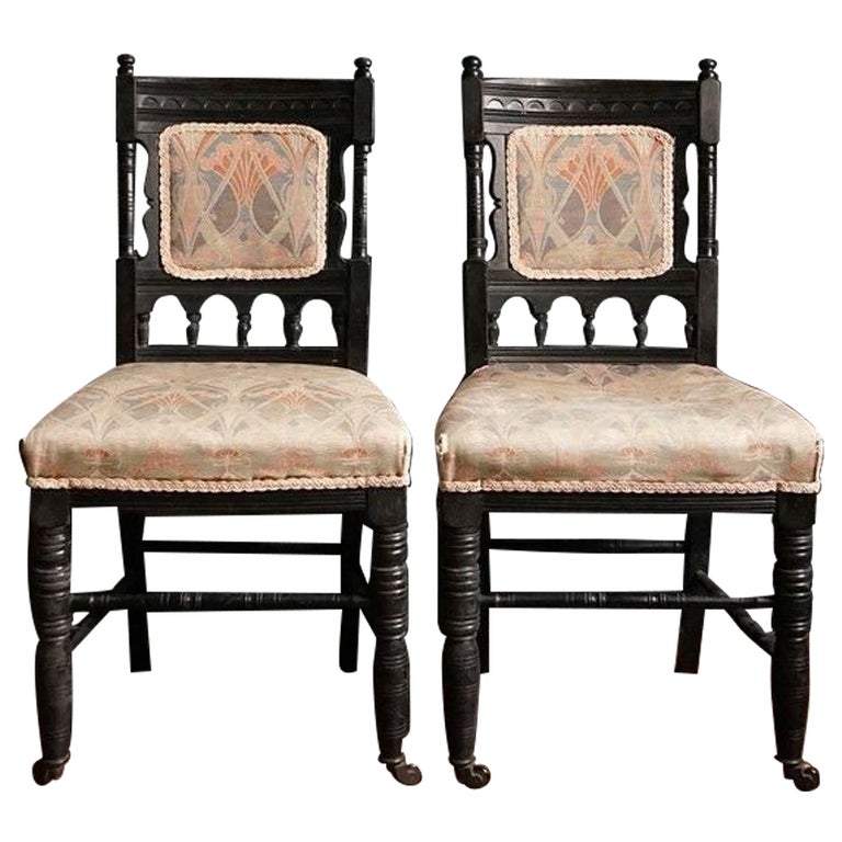 Pair of Antique Ebonised Aesthetic Movement Side Chairs, 19th Century ...