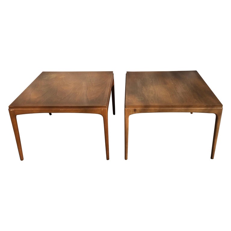 Pair Mid-Century Modern Lane Rhythm Square Walnut End Side Tables For ...