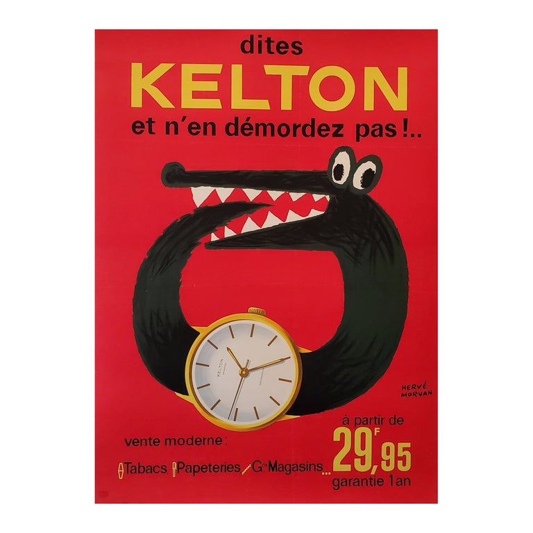 Kelton Watch by Herve Morvan Original Vintage Poster For Sale at 1stDibs