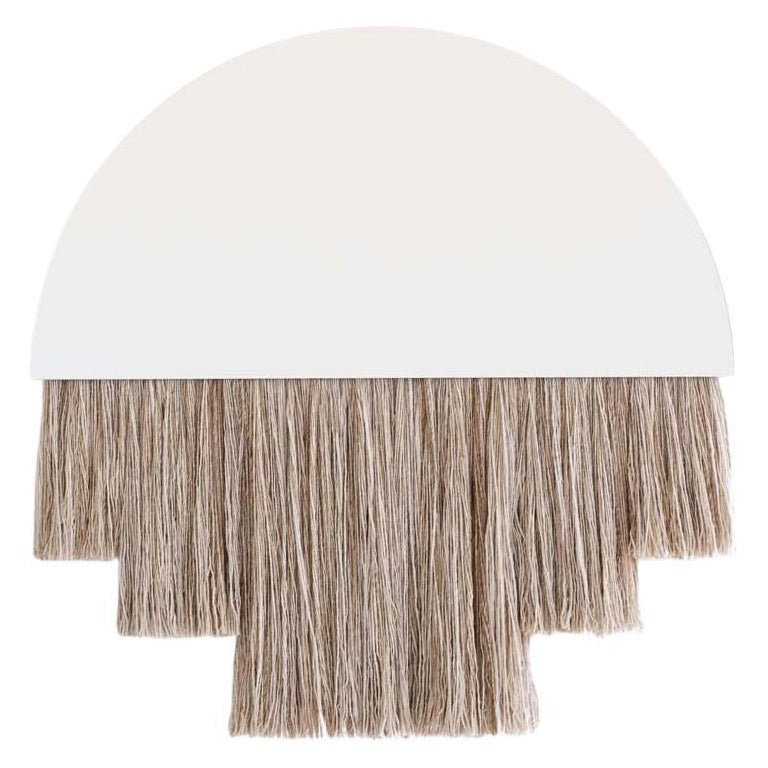 Half Moon Mirror Clear Glass and Natural Fiber For Sale at 1stDibs