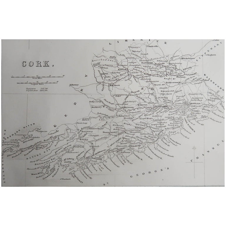 Original Antique Map of Ireland, Cork. C.1840 For Sale at 1stDibs