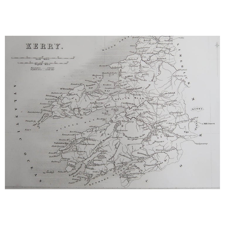 Original Antique Map of Ireland- Kerry. C.1840 For Sale at 1stDibs