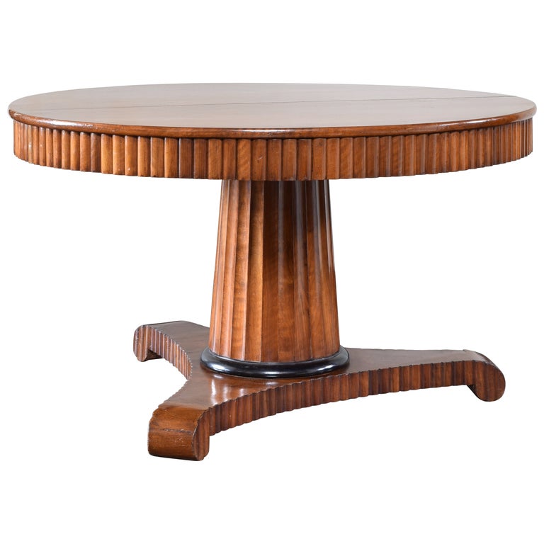 Italian, Veneto, Neoclassic Fluted Walnut and Ebonized Center Table, Ca ...
