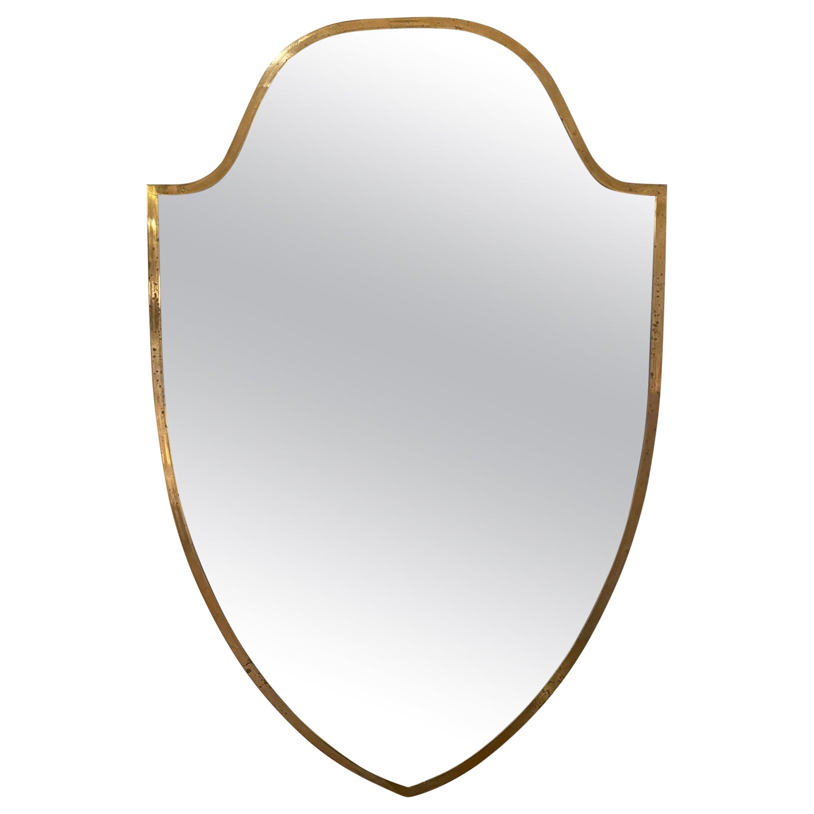 1950s Italian Brass Shield Shaped Mirror at 1stDibs
