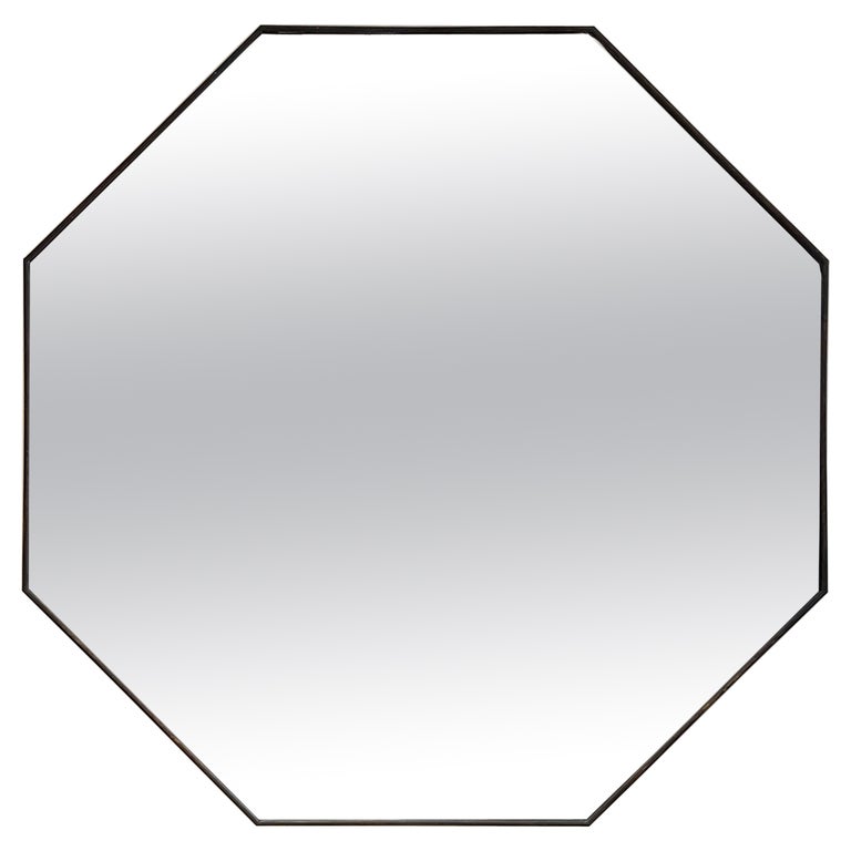 Large Brass Octagonal Mirror For Sale at 1stDibs