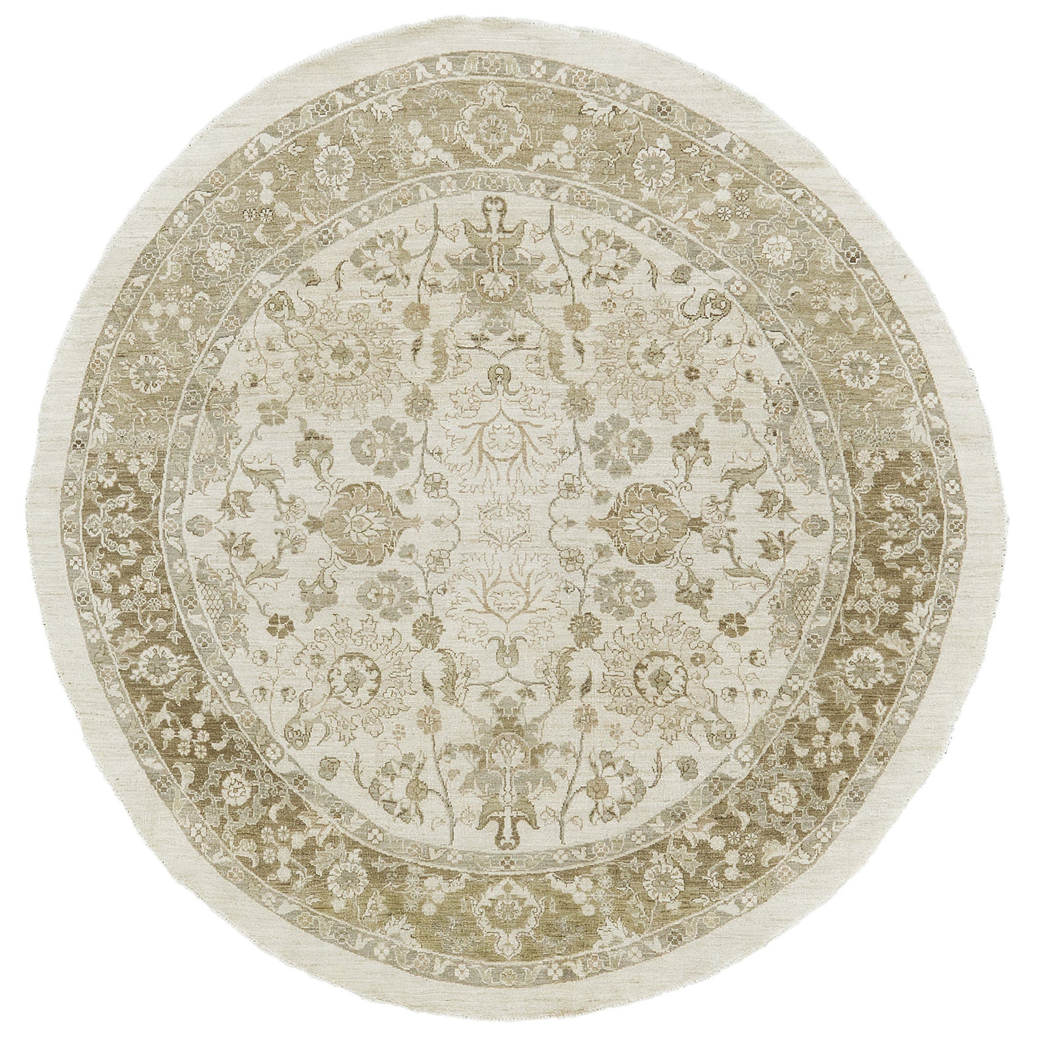 Vintage Style Sultanabad Revival Round Rug For Sale at 1stDibs