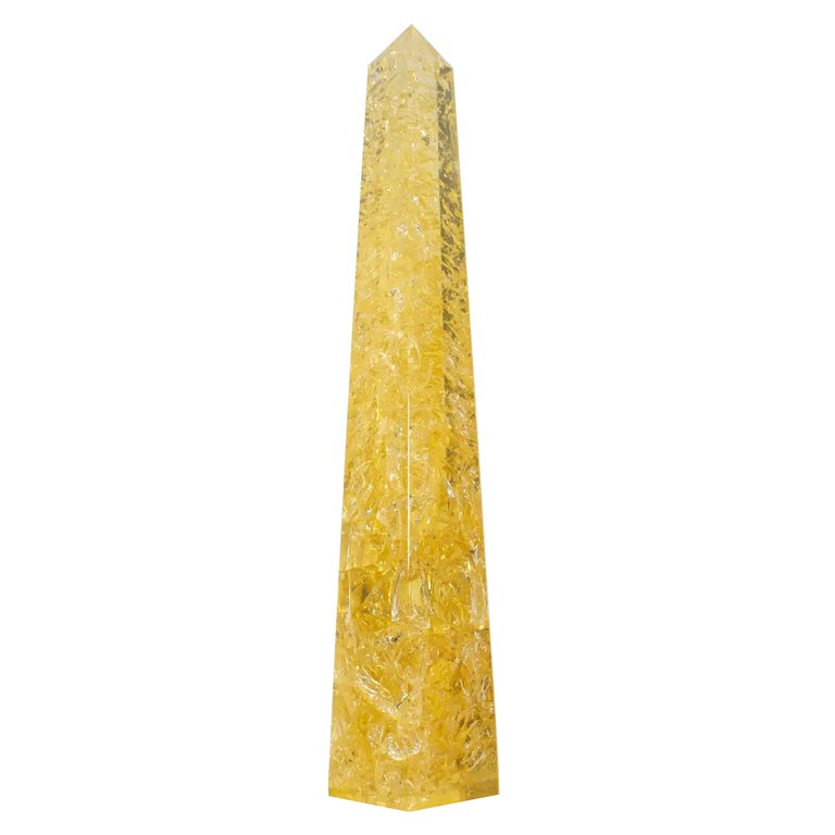Oversized Yellow Fractal Resin Obelisk attributed to Pierre Giraudon ...