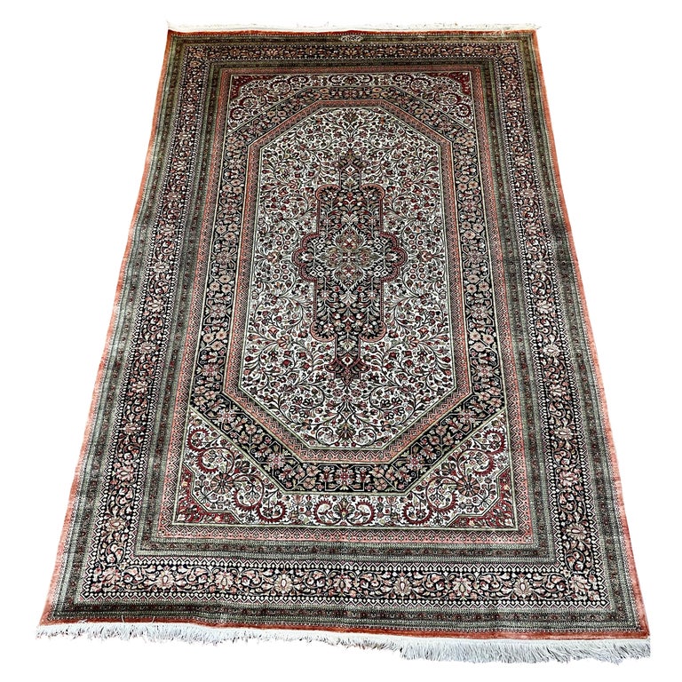 Very Fine Persian Silk Qum Rug / Carpet For Sale at 1stDibs