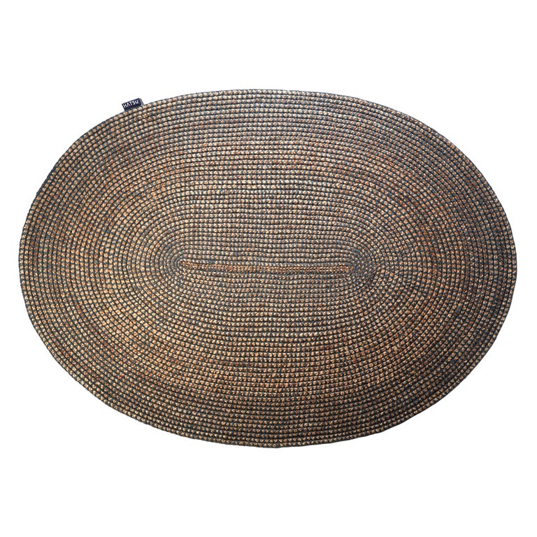 Handloom Oval Jute Rug by Hatsu For Sale at 1stDibs