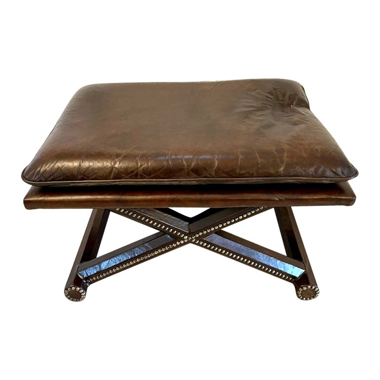 Unusual Large Antique Quality Leather Freestanding Stool For Sale at ...