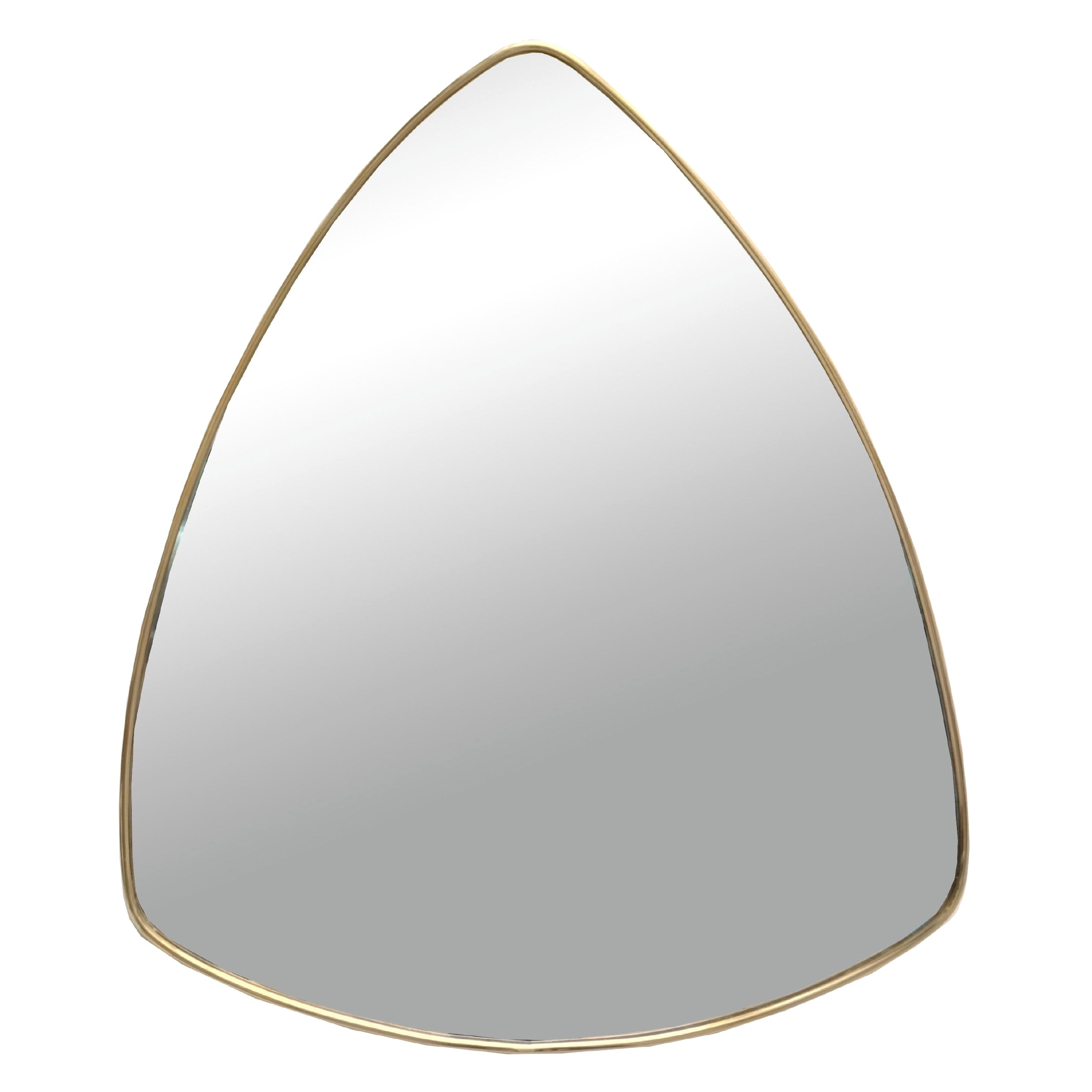 Brass Wall Triangular Mirror, Italy, 1950s For Sale at 1stDibs
