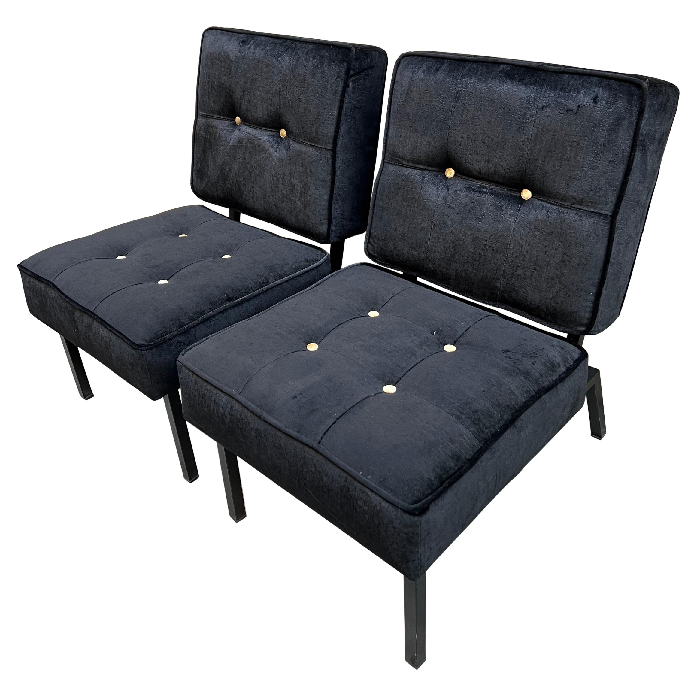 Pair of Mid-Century Modernist Scroll-Arm Wingback Chairs in Crocodile ...