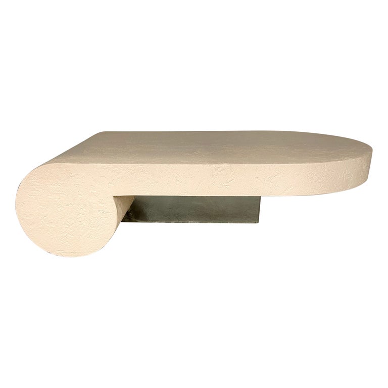Vintage Curved Plaster and Lucite Coffee Table at 1stDibs