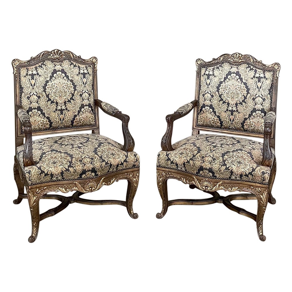 Antique Hand Carved Louis XIV Needlepoint Tapestry Highback Armchair ...